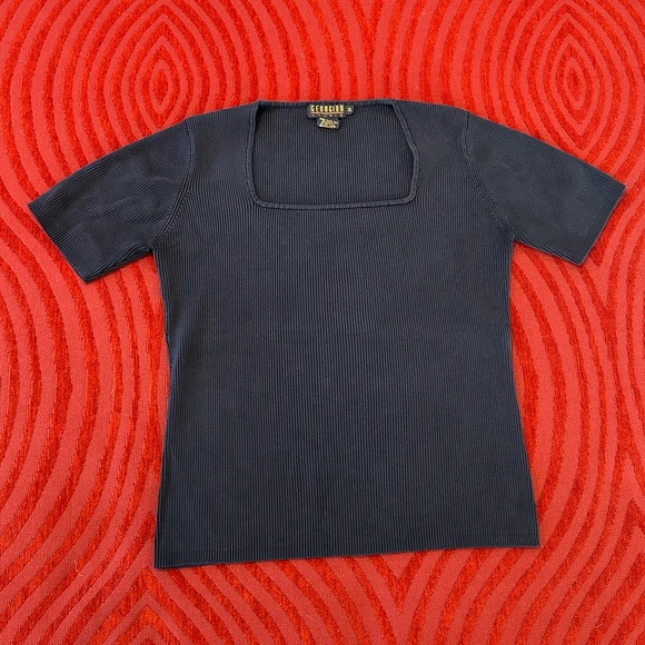 Georgiou | Tops | Georgian Studio Xl Black Ripped Blouse | Poshmark